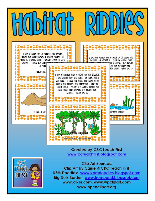 Clip Art by Carrie Teaching First: Habitat Riddles