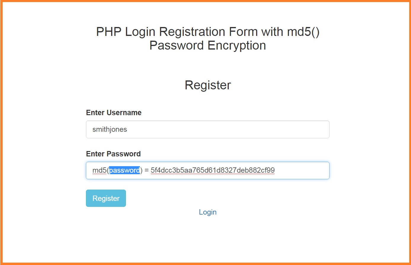 Php Login Registration Form With Md5 Password Encryption Webslesson