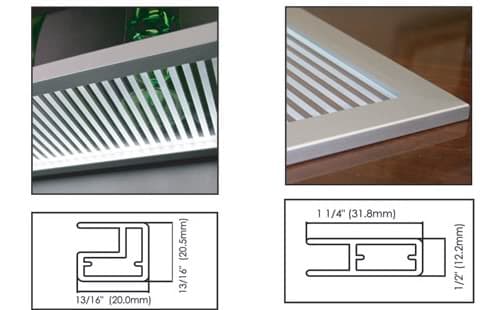 Marzua: Eluma: repisas de vidrio, con marco de aluminio y LED