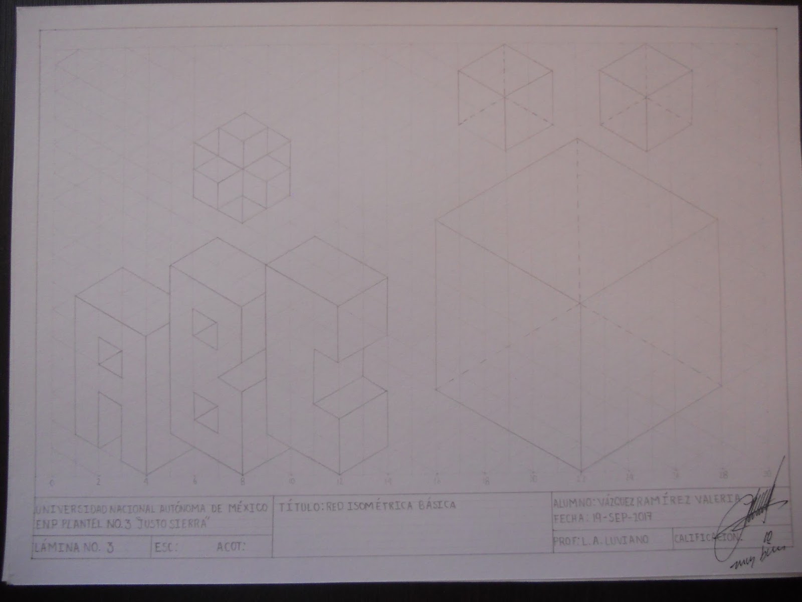 DIBUJO CONSTRUCTIVO II : LÁMINA 3, RED ISOMÉTRICA BÁSICA