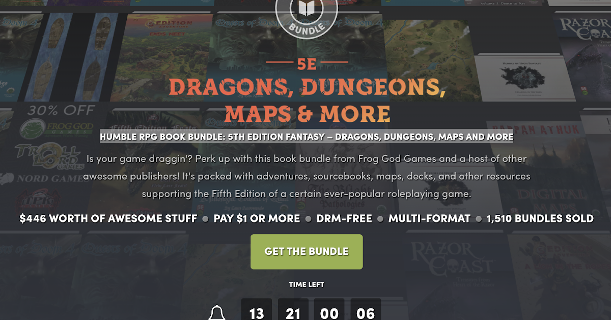 Tenkar's Tavern: Humble RPG Book Bundle: 5th Edition Fantasy – Dragons, Dungeons, Maps & More