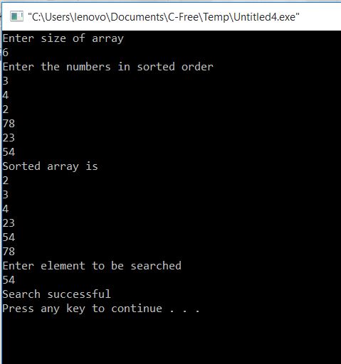 All C Programs: Program 115:Binary Search using Recurion