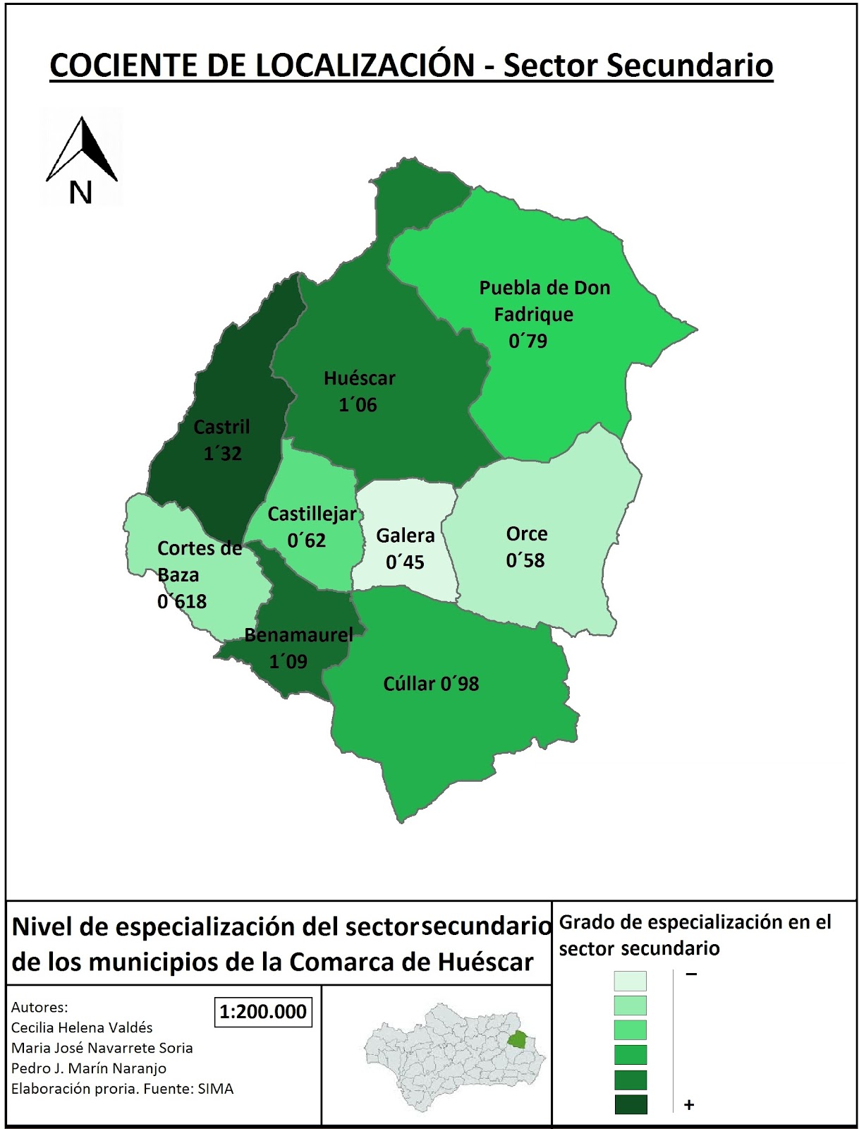 Comarca de Huéscar: Cociente de localización - Especialización en los ...