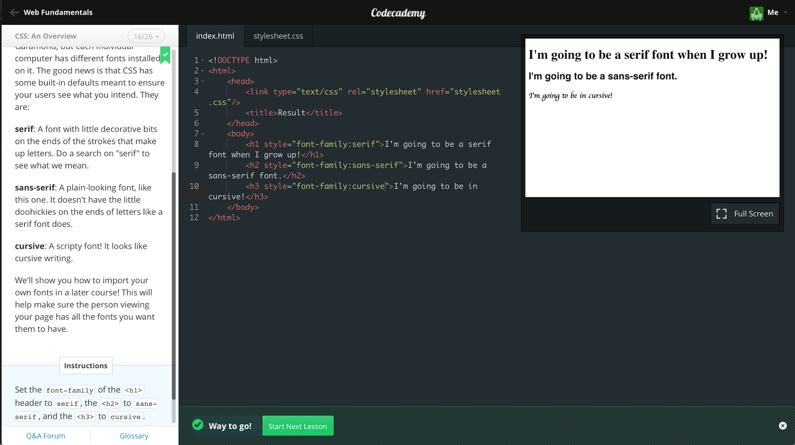 Hey I M Jesslyn Code Academy Html And Css Css An Overview