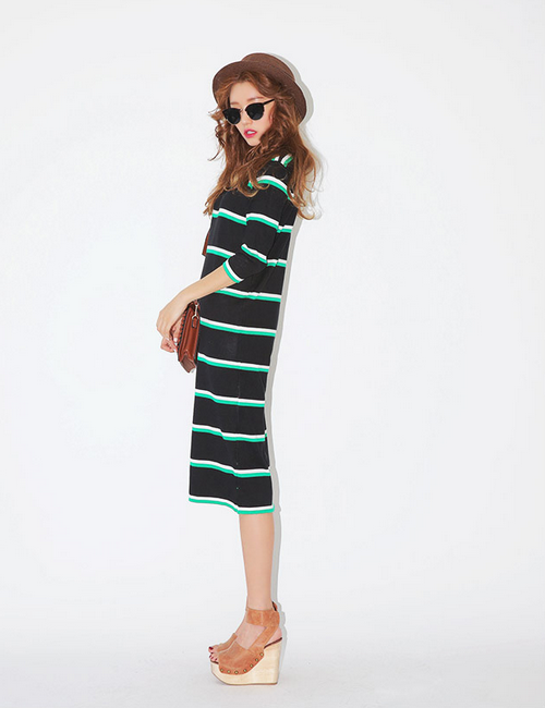 [Stylenanda] Stripe Midi Dress | KSTYLICK - Latest Korean Fashion | K ...