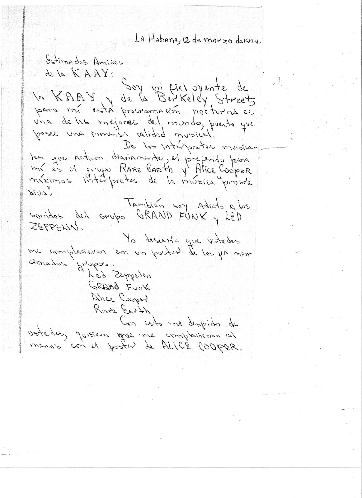 The Mighty 1090 KAAY: Cuban-Language Letter To KAAY