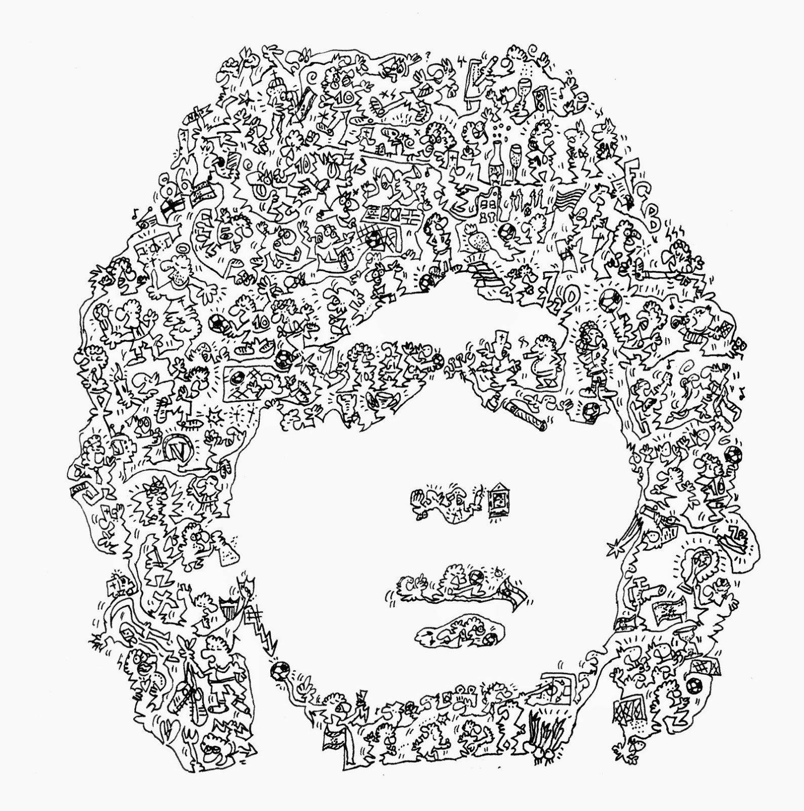 Intricate Doodles Portraits: Diego Maradona drawing with his life ...
