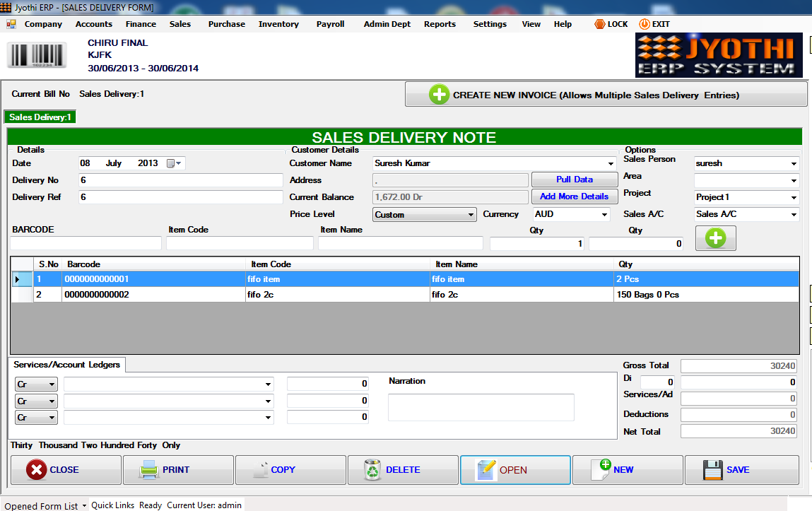 Jyothi ERP System in VB.NET Source Code: Invoice Management in ERP System