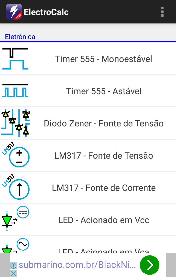Aplicativo ElectroCalc - Cálculos Elétricos e Eletrônicos - Eletrônica ...