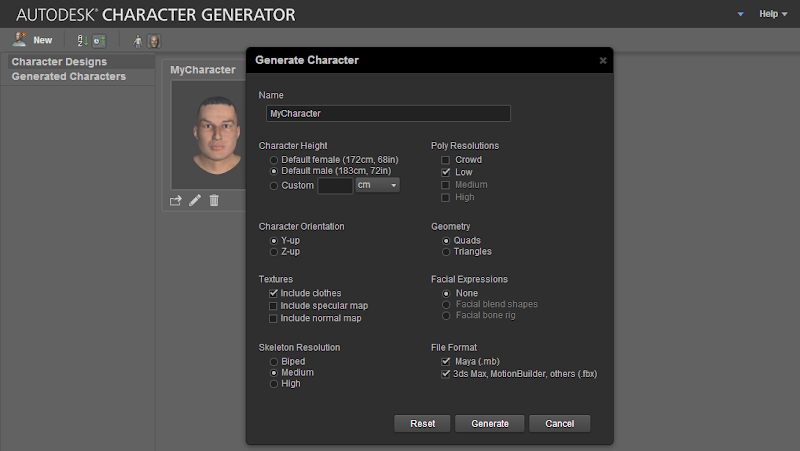 CAD Studio blog: Autodesk Character Generator (dříve: Pinocchio)