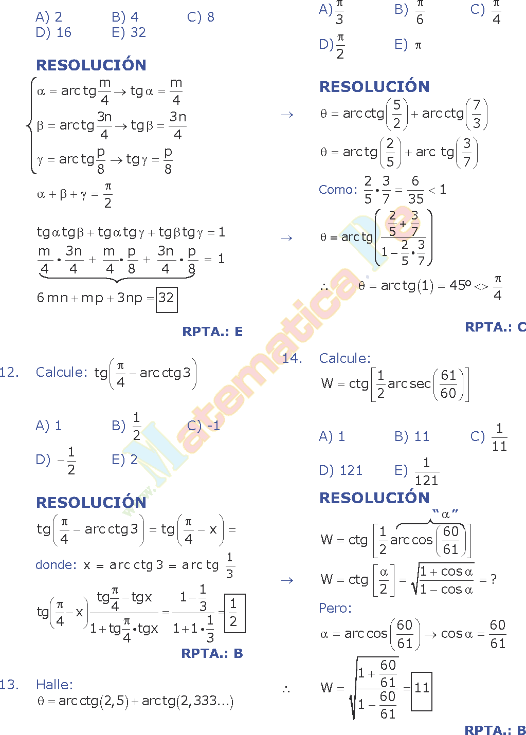 FUNCIONES TRIGONOMÉTRICAS INVERSAS EJERCICIOS RESUELTOS DE ...