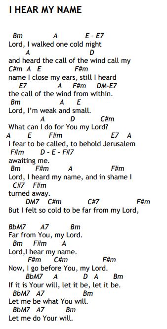 The Psalms of Praise: I HEAR MY NAME lyrics and chords
