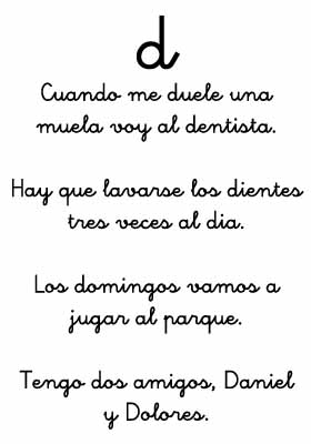 Fichas Infantiles: Ficha de frases con la letra d