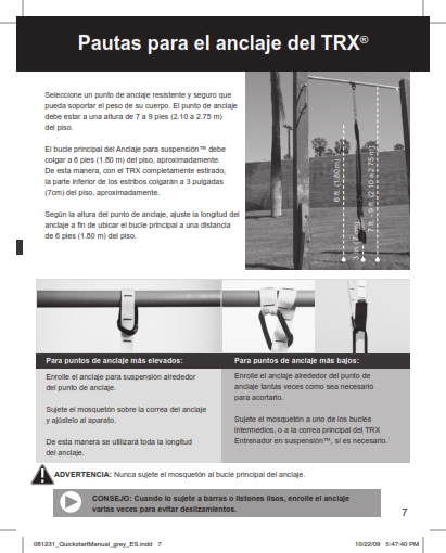 Rutinas de Ejercicio: TRX Manual de Inicio Rapido