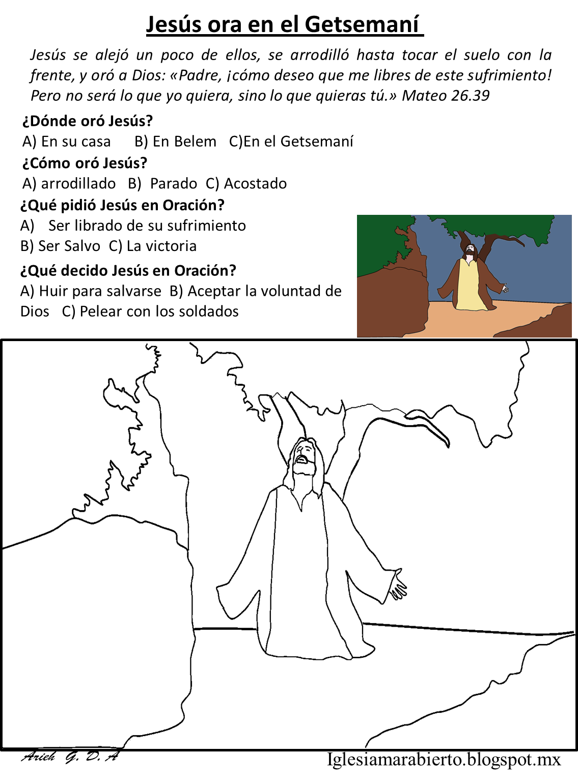 JESÚS ORA EN EL GETSEMANÍ - CLASE DESCARGABLE PARA NIÑOS - - Mar de ...