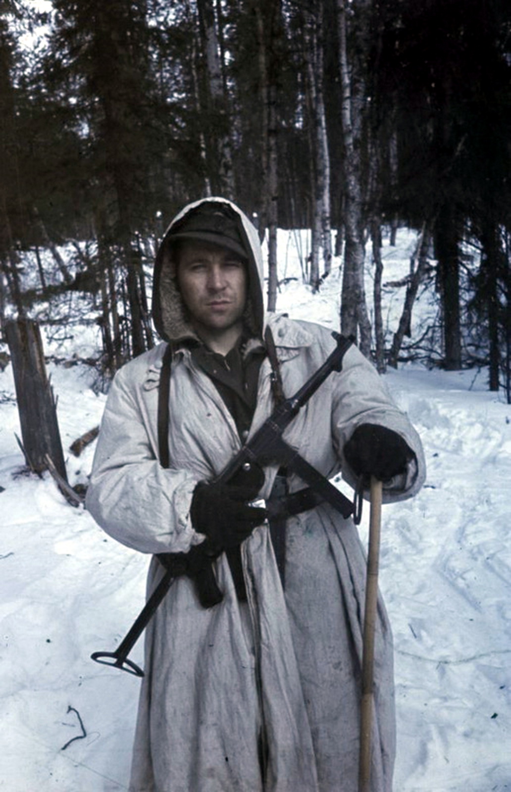 World War II in Color: Soldier of SS Division Nord Wearing Winter Camo