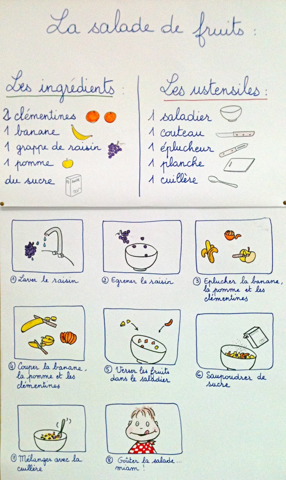 dans la classe des petits: Salade de fruits, jolie jolie...