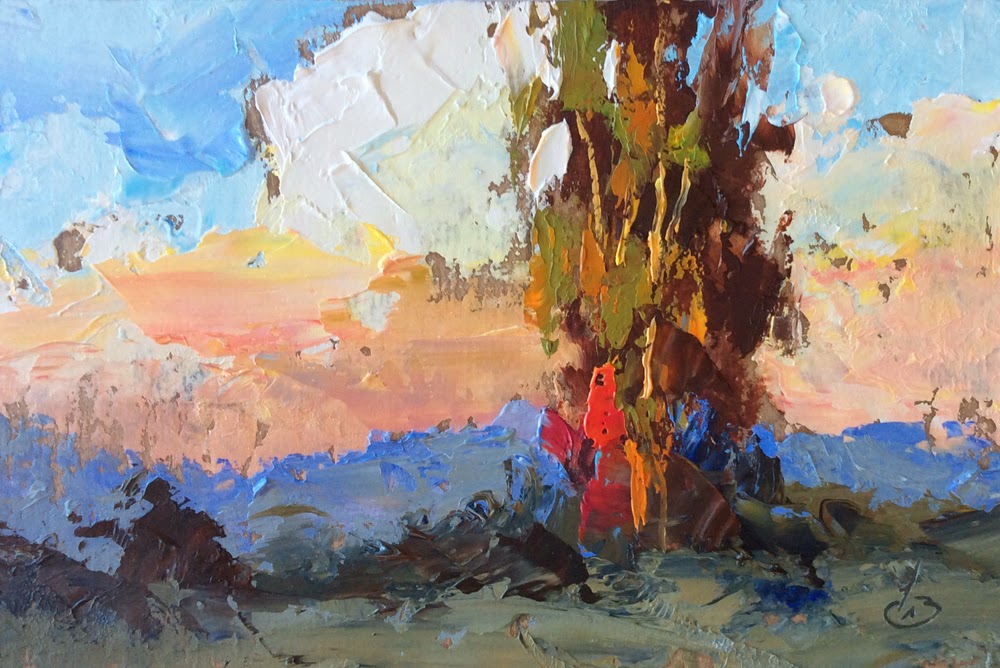 TOM BROWN FINE ART: DRAMATIC PALETTE KNIFE LANDSCAPE by TOM BROWN