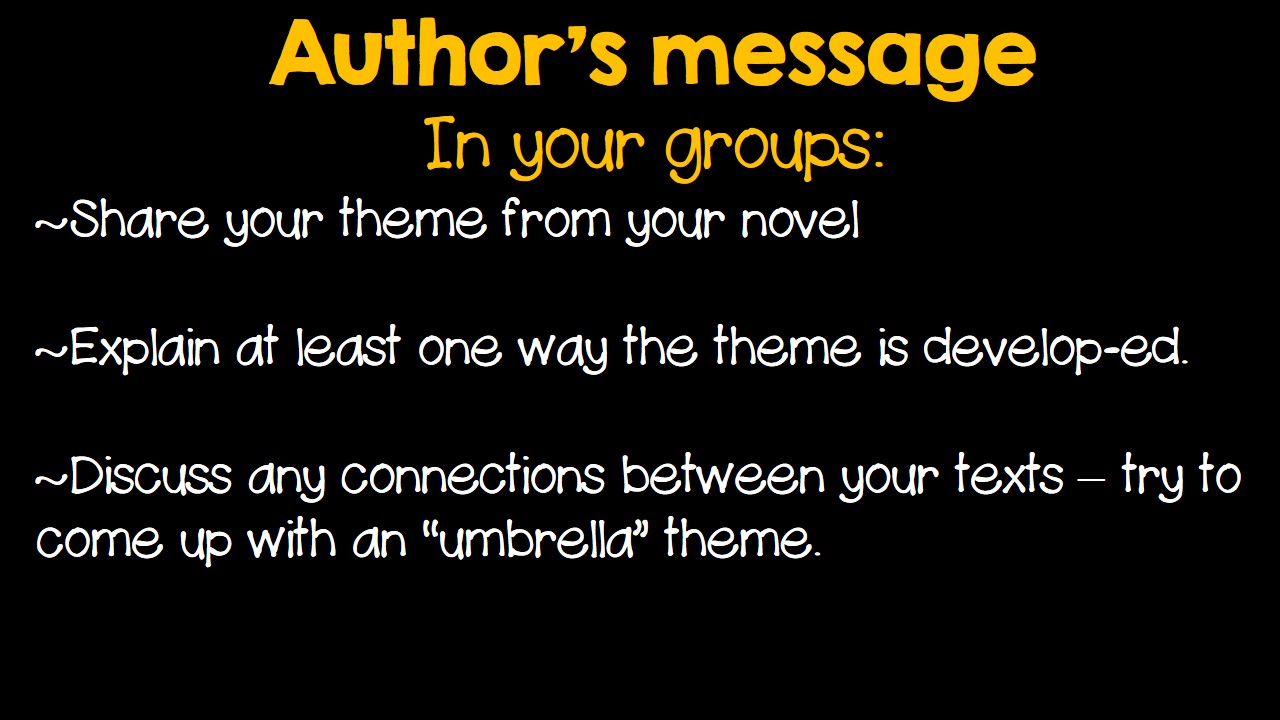 AUTHOR'S MESSAGE & CONNECTIONS BETWEEN TEXTS - Learning in Room 213
