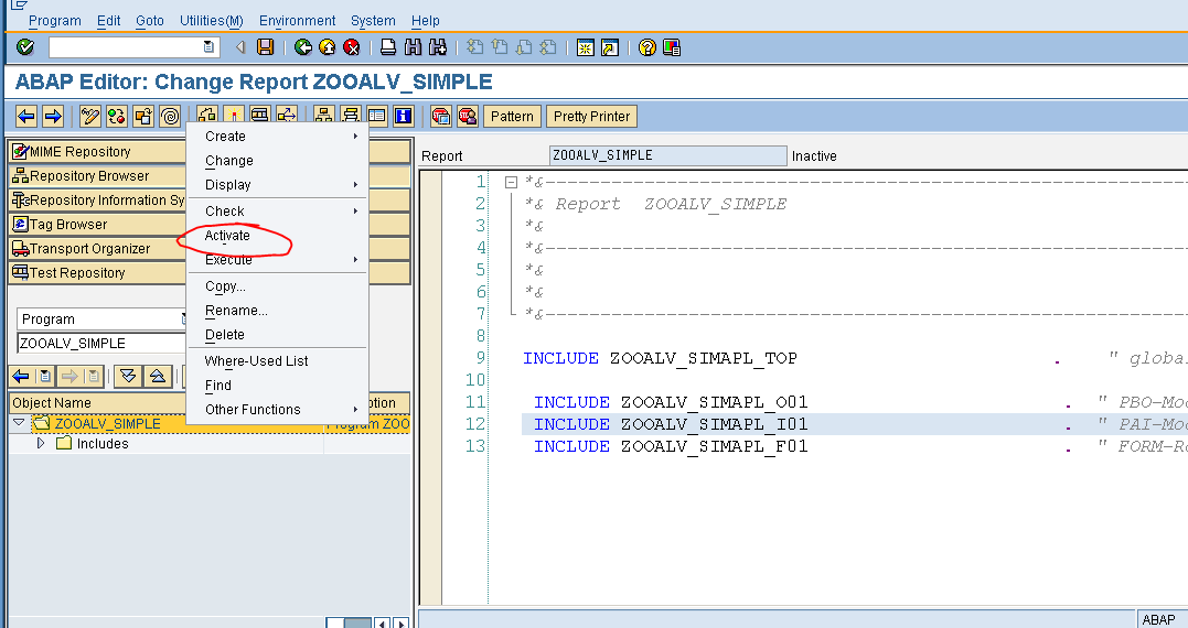 SAP TECH: Basic OO-ALV Report ( SE80 )