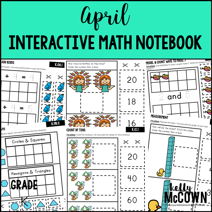 Kelly McCown: April Interactive Math Notebook Kindergarten