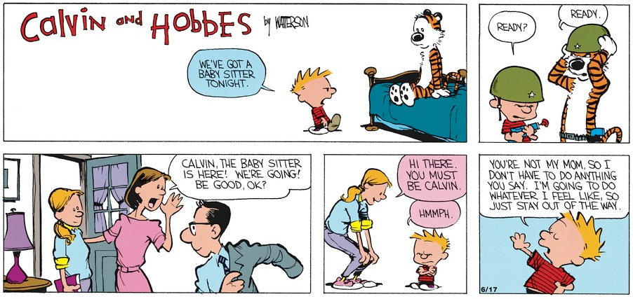 English Activities : Calvin and Hobbes Comic Strips - Babysitting ...