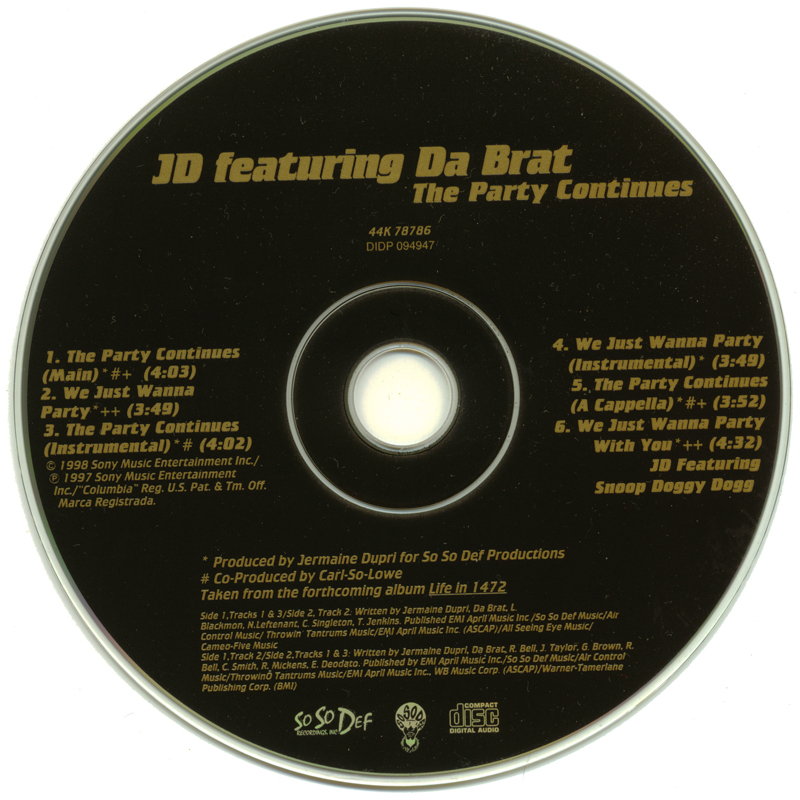 Promo, Import, Retail CD Singles & Albums: JD - The Party Continues ...