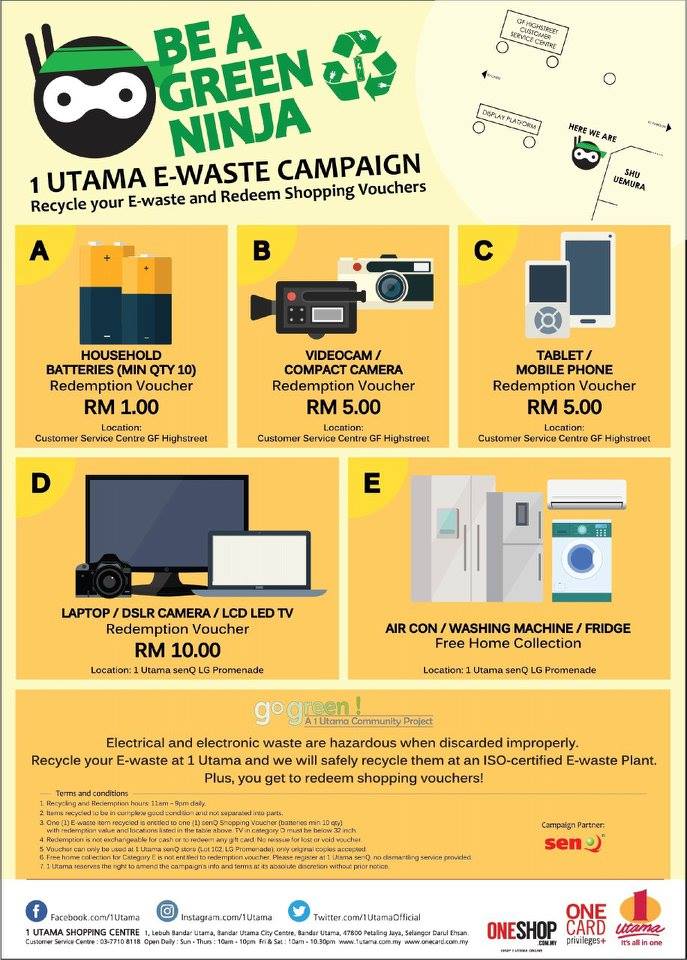 BestLah: 1 Utama E-Waste Campaign - FREE SenQ Shopping Voucher