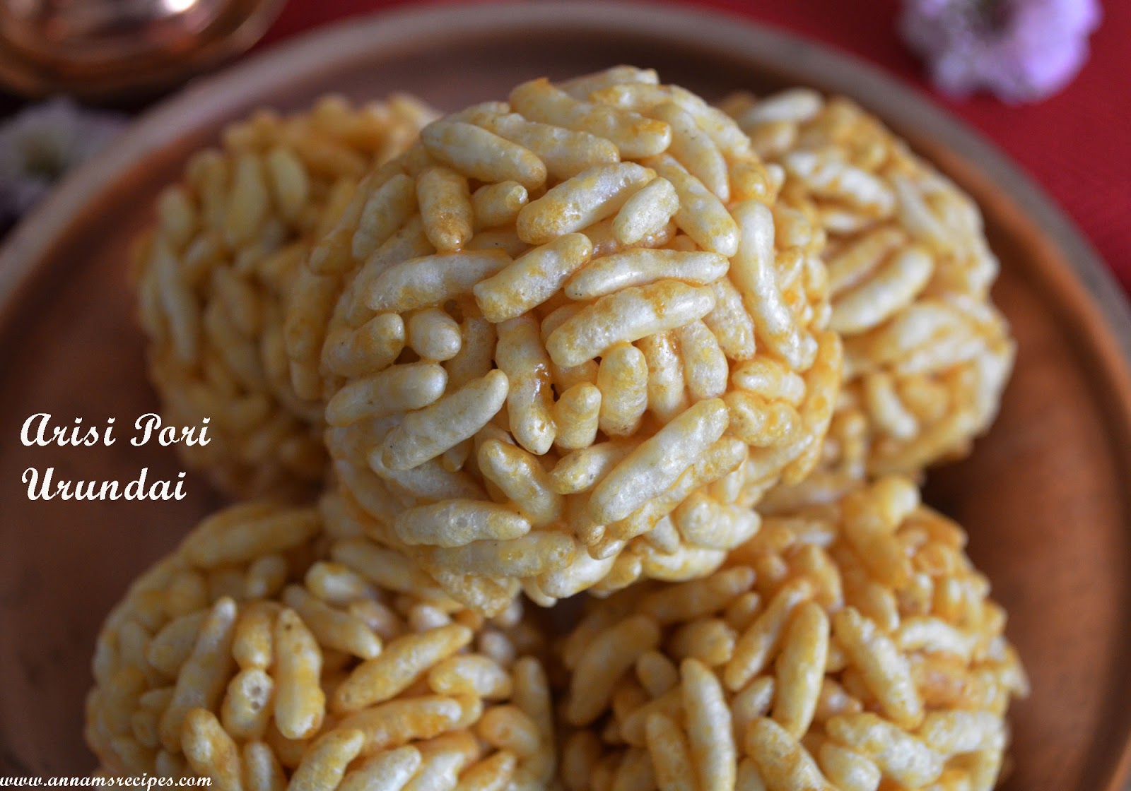 Arisi Pori Urundai Recipe / Pori urundai - Annam's Recipes