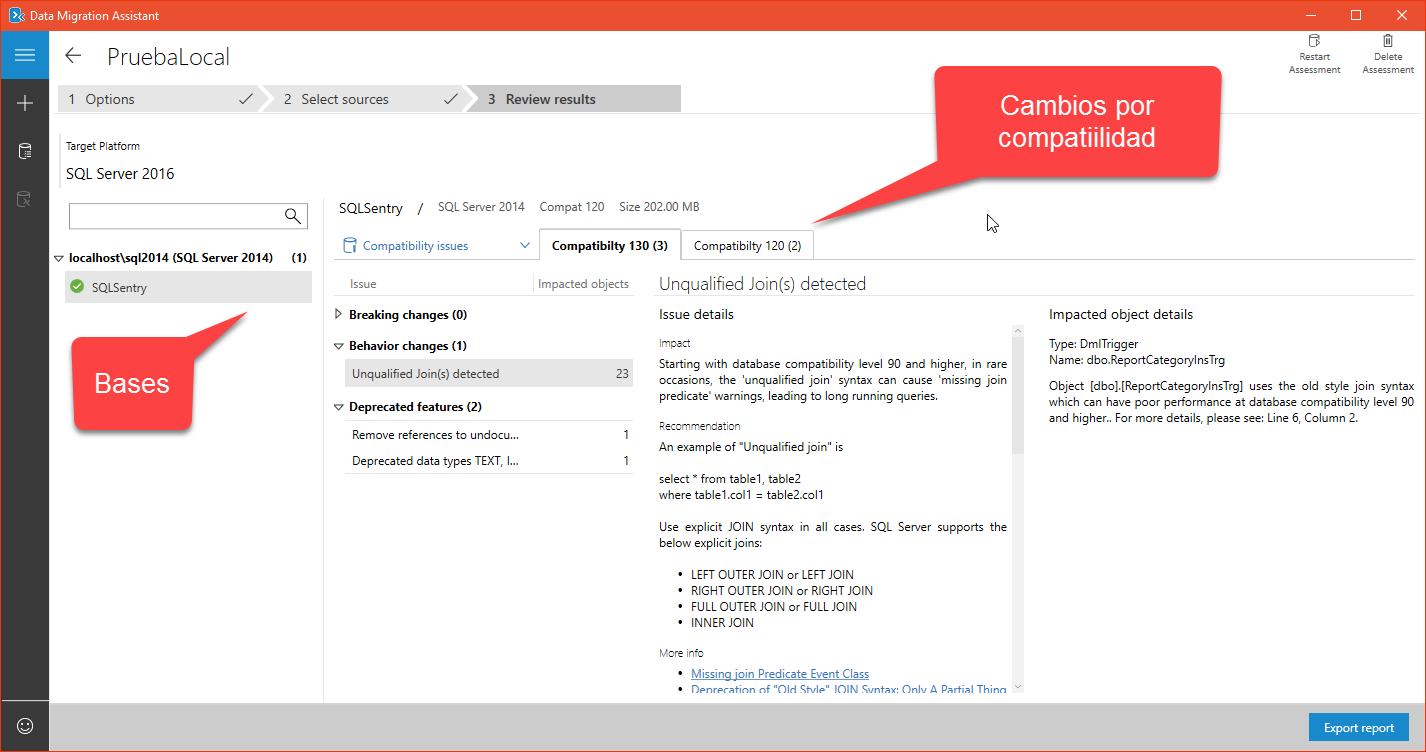 Data Migration Assistant antes conocido como Upgrade Advidor