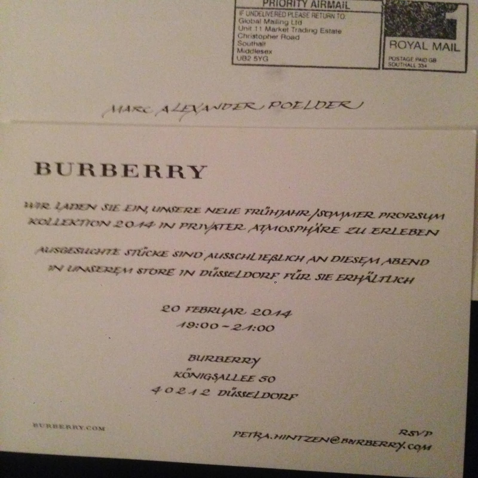 Invitation of Burberry - The Dapper Report