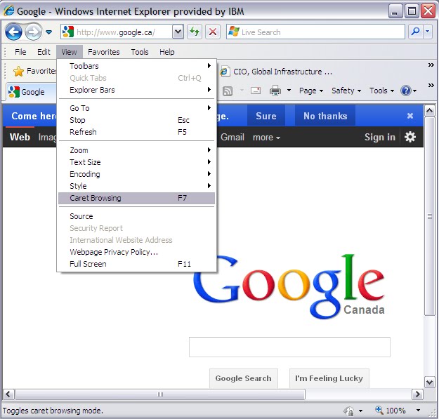 CCNA IT: How to Enable Caret Browsing