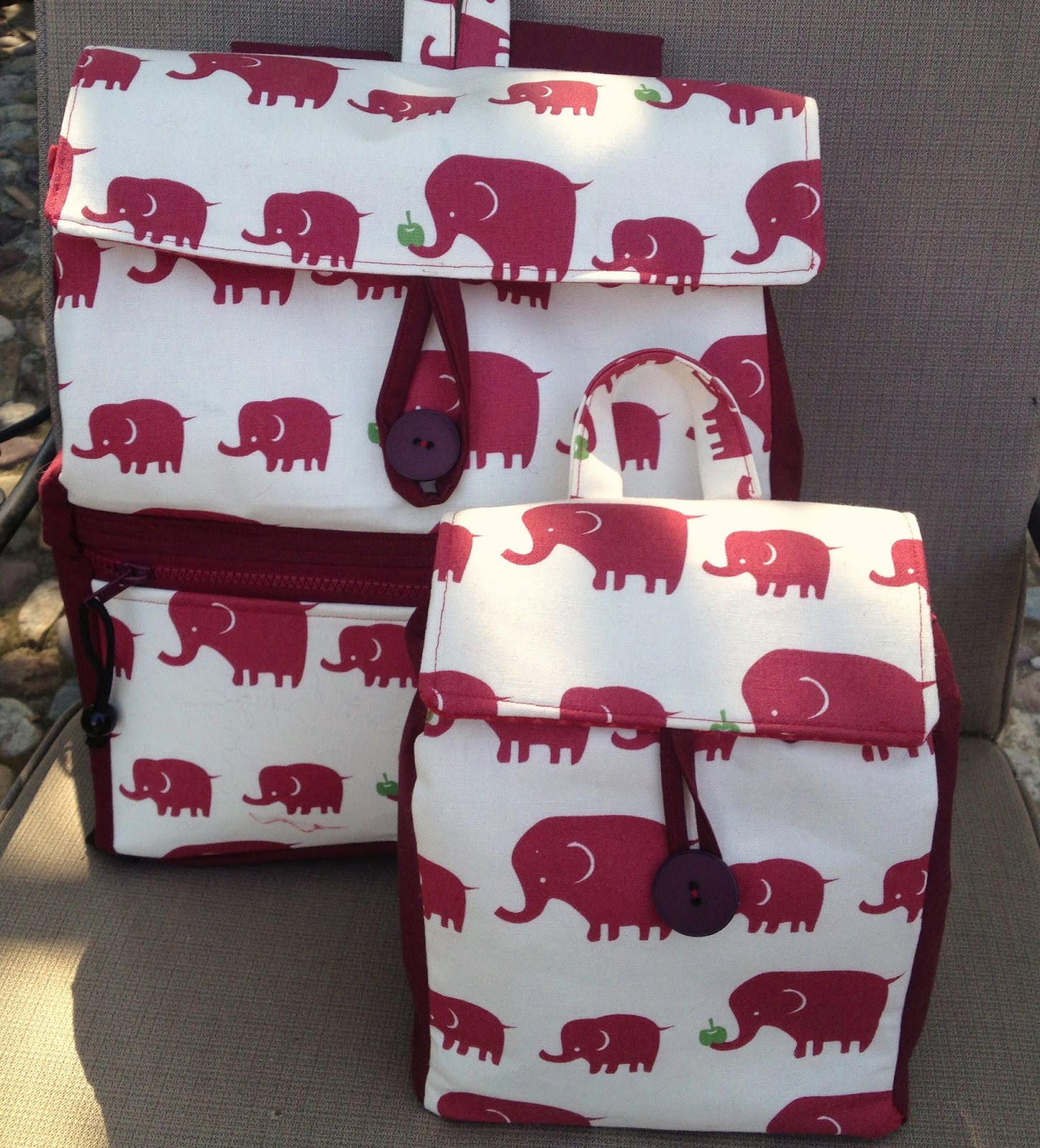 Life In A Pink Bunny Suit: Sewing: Elephant Backpack and Lunch Sack