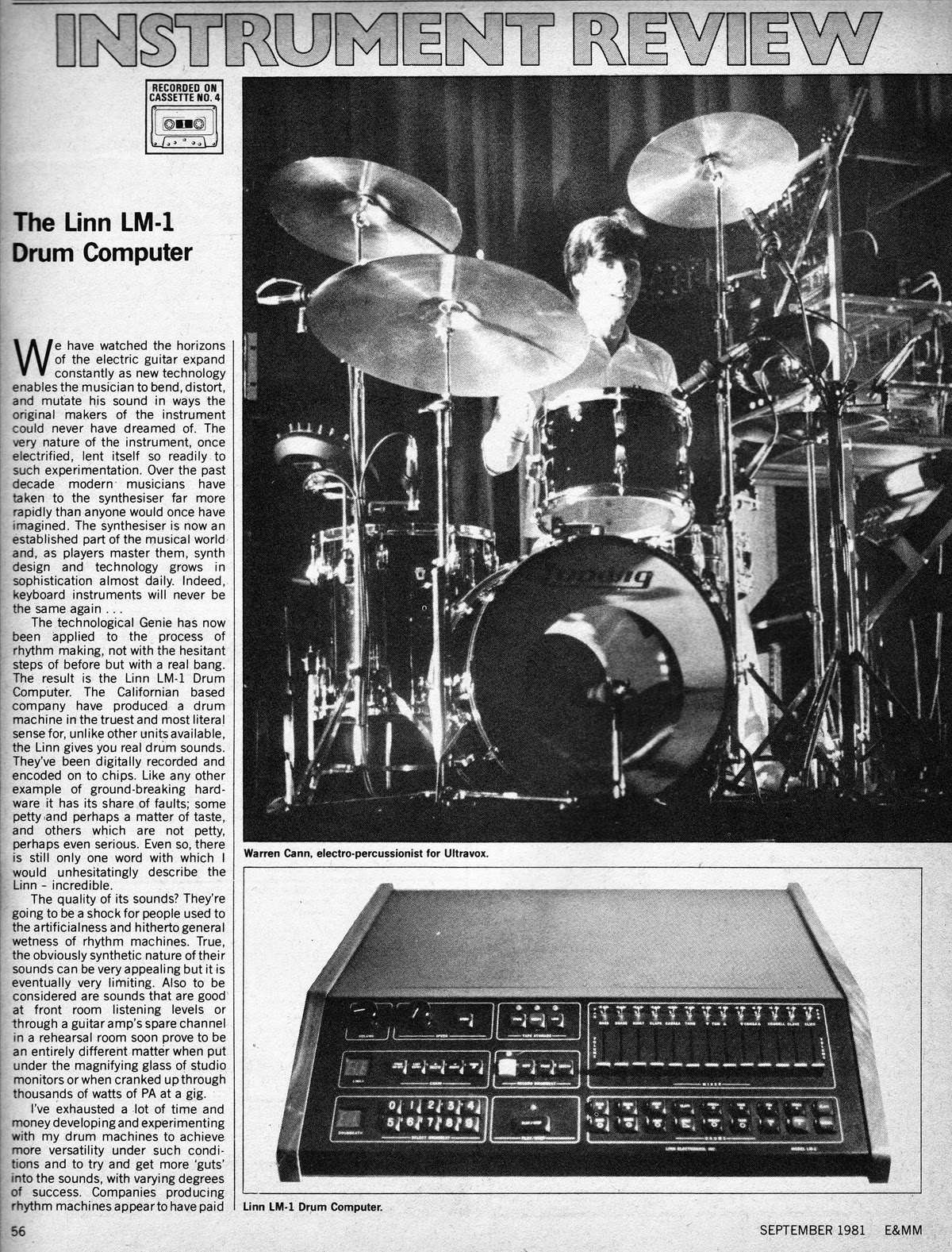 MATRIXSYNTH: Ultravox's Warren Cann Review of the Linn LM-1 Drum Computer