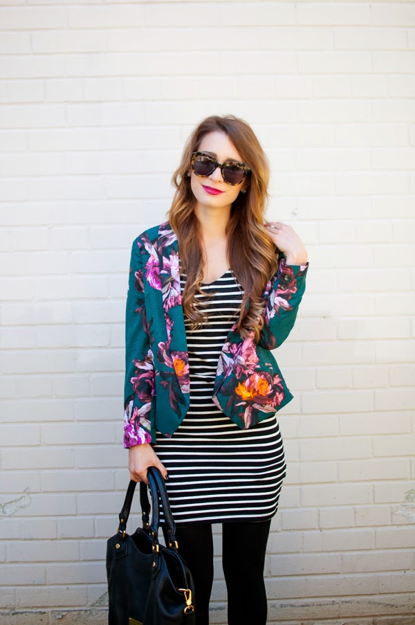 OOTD - Floral Blazer and Stripes | La Petite Noob | A Toronto-Based ...