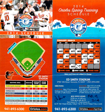 Dayhoff Soundtrack: Baltimore Orioles spring training schedule at Ed ...