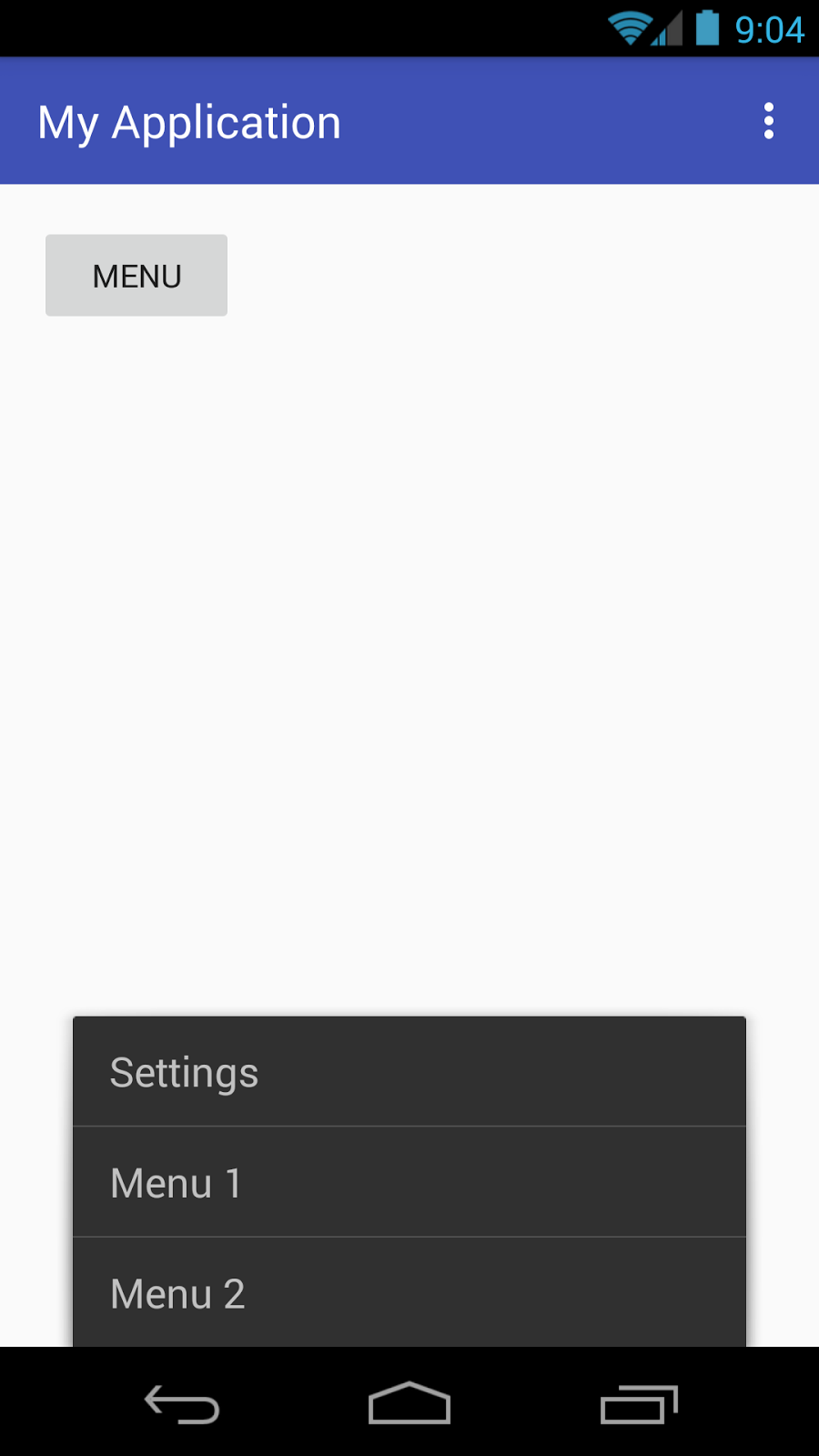 Out Of Dimension Android Appcompatactivity で Openoptionsmenu が機能しない