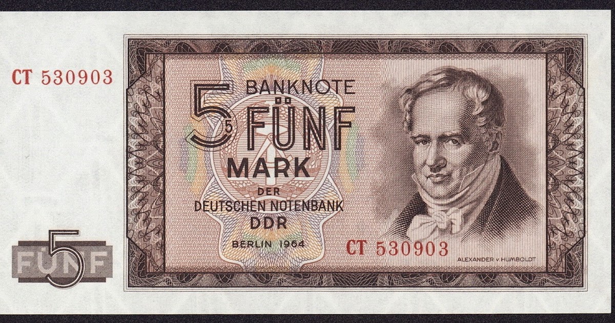 East Germany 5 Mark banknote 1964 Alexander von Humboldt|World ...