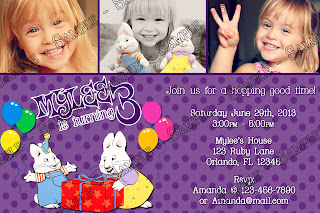 Novel Concept Designs: Max and Ruby Birthday Invitation and Thank You Card