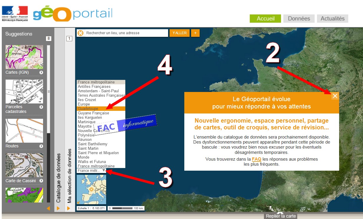 Les cours d'informatique de Patrice: Du changement sur Géoportail