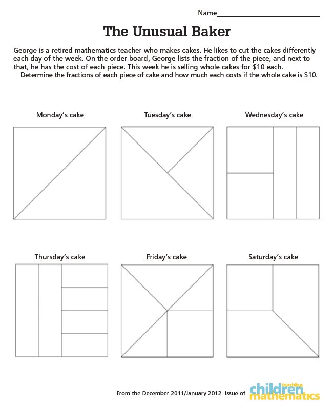 Mom and Me Math Activities: 5.NF.A.2 Fractions--The Unusual Baker Problem