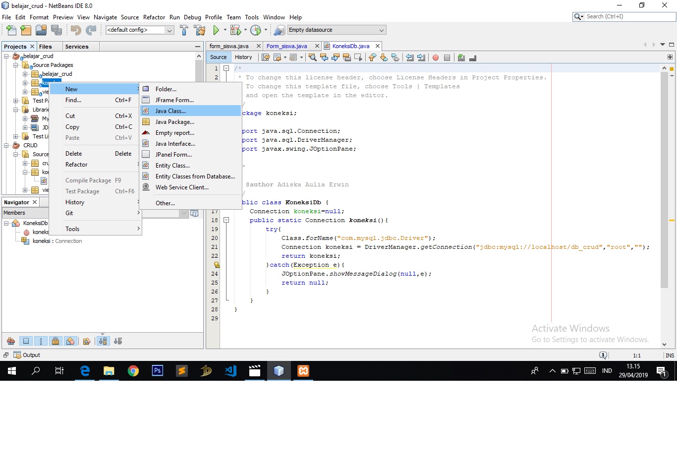 Tutorian Crud Java Menggunakan Netbeans Dan Xampp Mysql