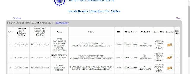 EPF: EPF Establishment Information Search