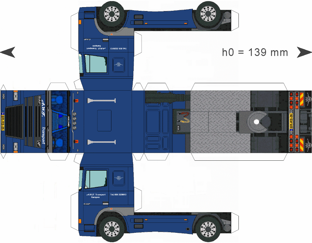 SP. Papel Modelismo: PaperCraft DAF XF - A.W.T. Transport / Cobelfret