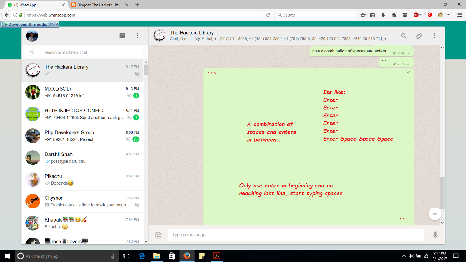 How to send Blank/Empty Message on Whatsapp..! ~ The Hacker's Library