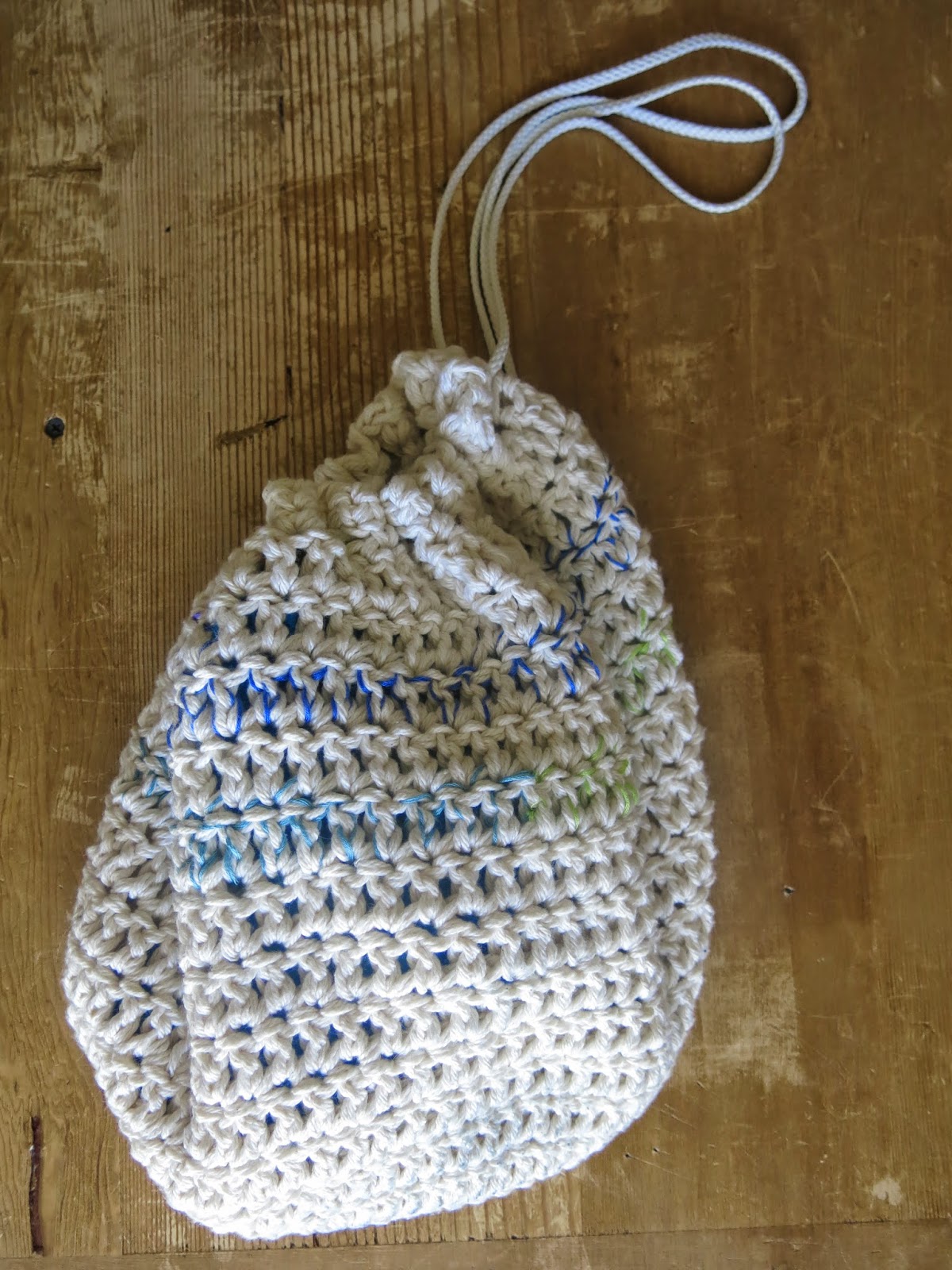 Knot for Thought: Crocheted Drawstring Bag