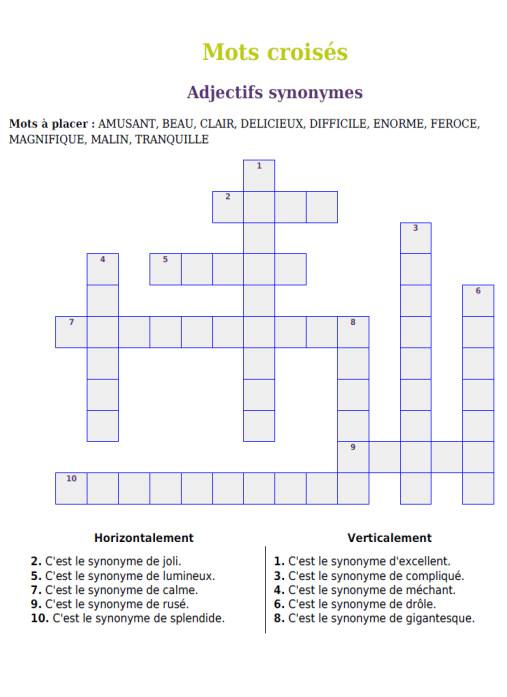 Aprender Frances Divertido : Mots Croisés