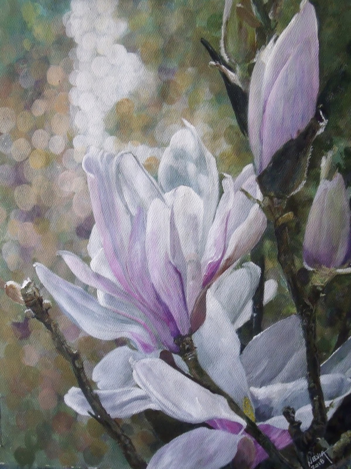 Magnolia Blossom acrylic portrait magnolia flowers