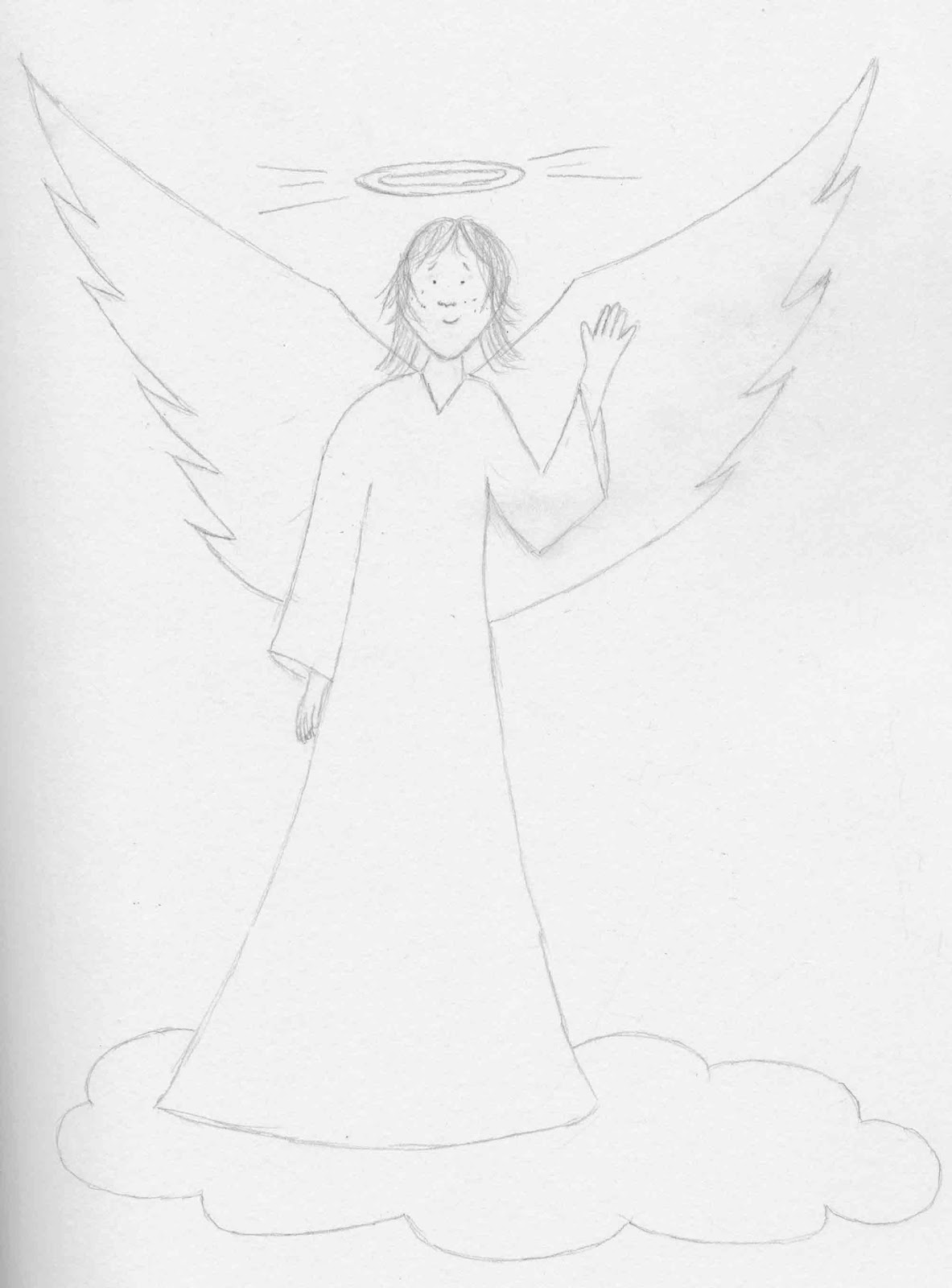 My Angels...: Angel Waving Hello Sketch
