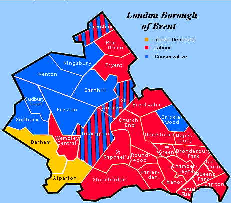 Brent Map Region Political | Map of London Political Regional